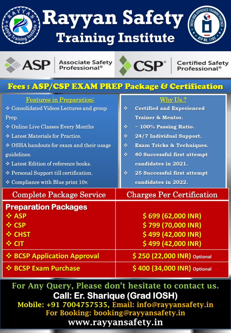 ASP/CSP Self Assessment Quiz. - Rayyan Safety Training Institute